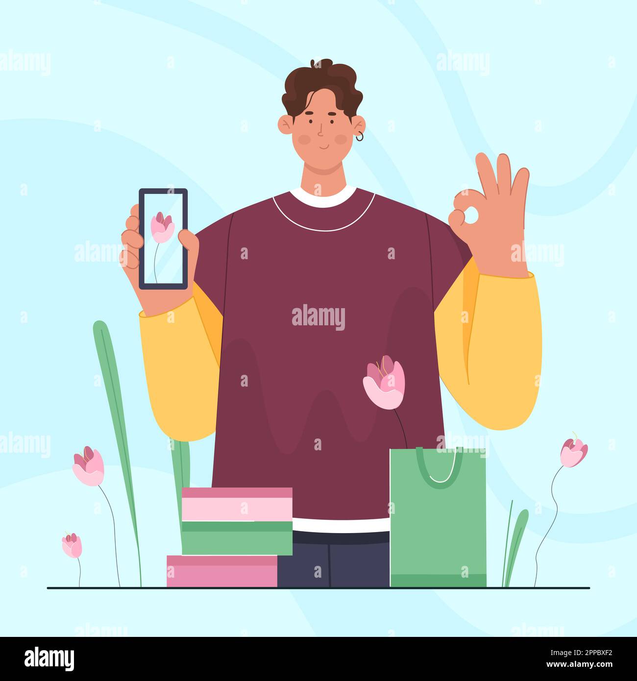 Happy customer showing thumbs up Stock Vector Images - Alamy