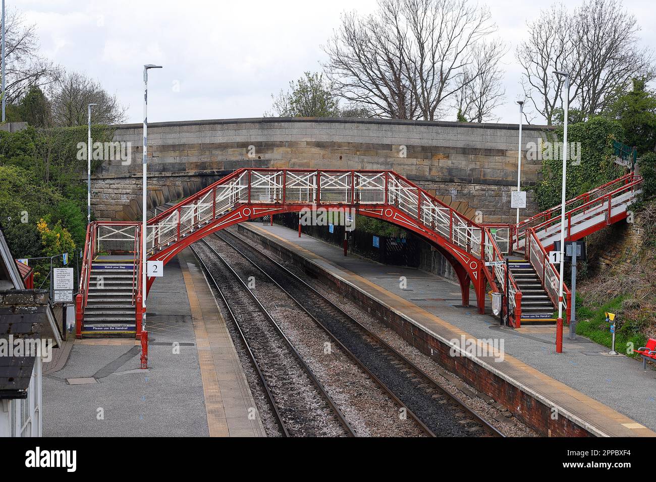 A listed victorian bridge at Garforth Railway Station in Leeds which is ...