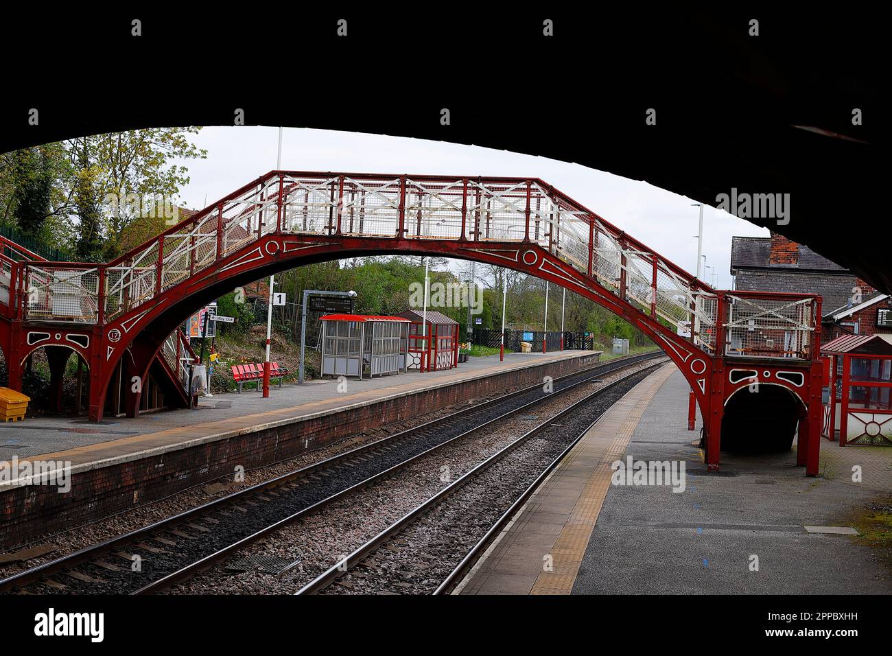 A listed victorian bridge at Garforth Railway Station in Leeds which is ...