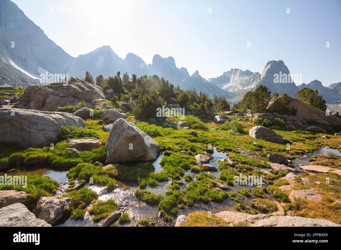 Hike in Wind River Range in Wyoming, USA. Summer season Stock Photo - Alamy