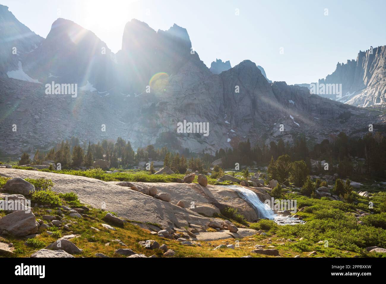 Hike in Wind River Range in Wyoming, USA. Summer season Stock Photo - Alamy