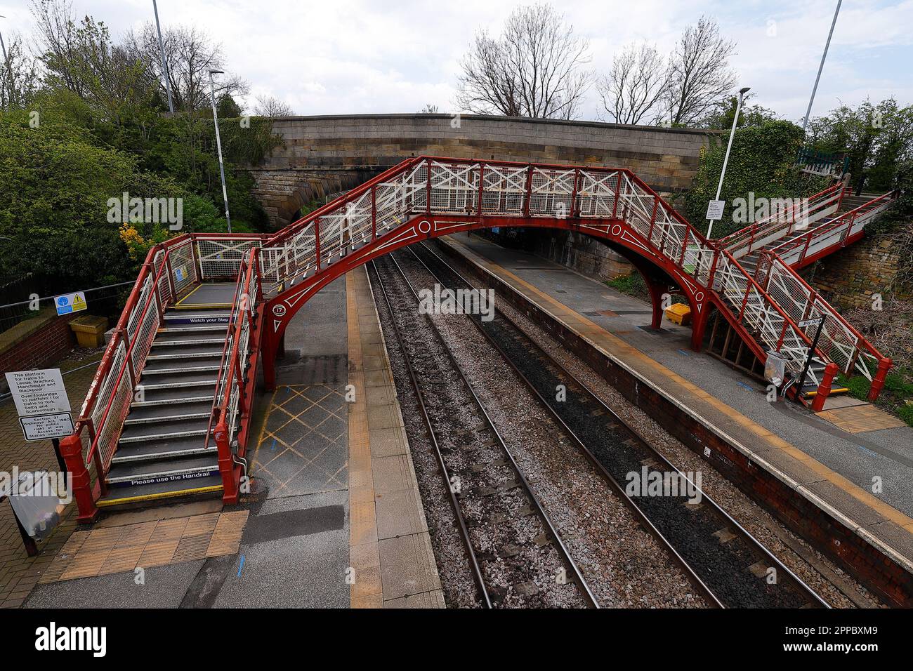 A listed victorian bridge at Garforth Railway Station in Leeds which is ...