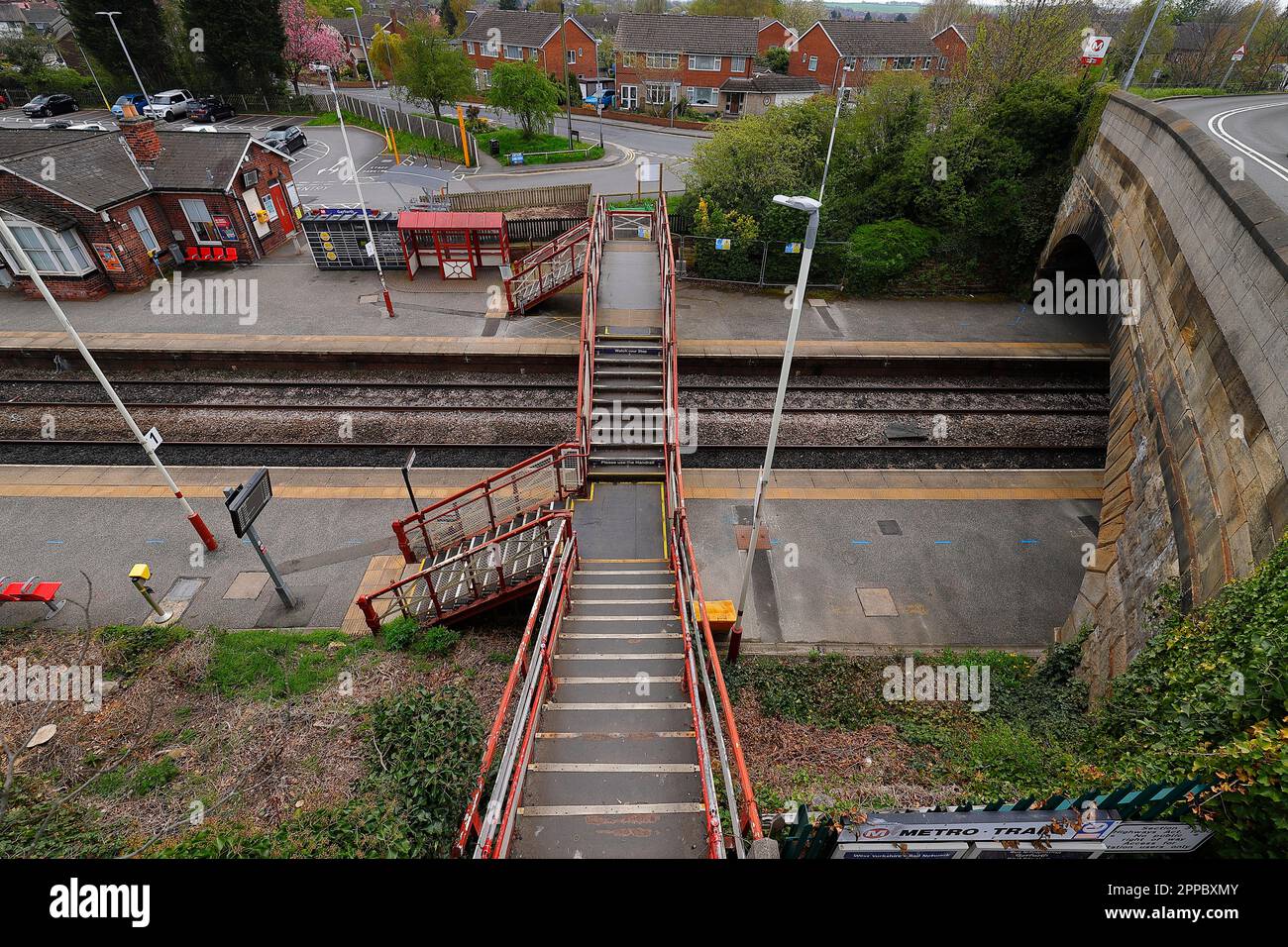 A listed victorian bridge at Garforth Railway Station in Leeds which is ...