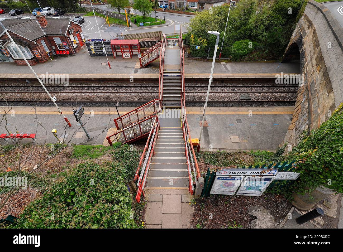 A listed victorian bridge at Garforth Railway Station in Leeds which is ...