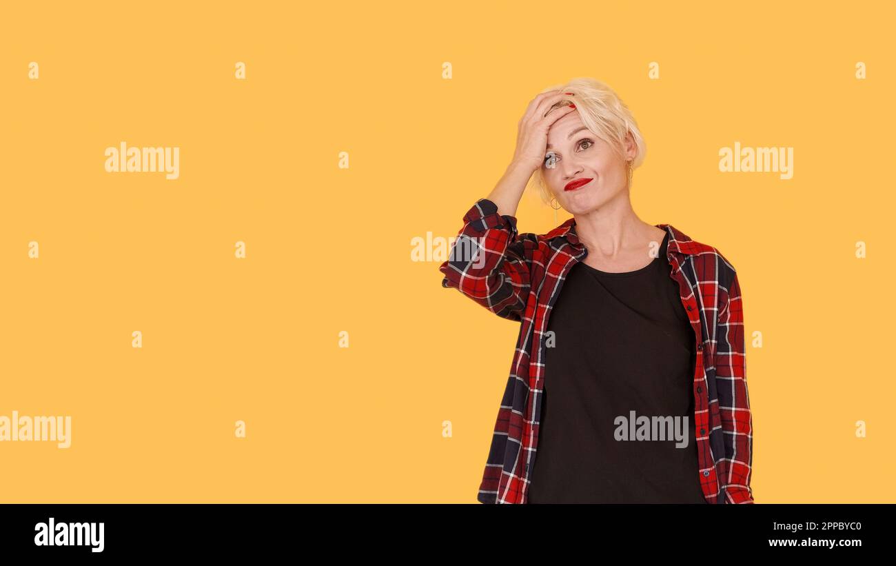 Facepalm gesture confused woman clueless situation Stock Photo - Alamy