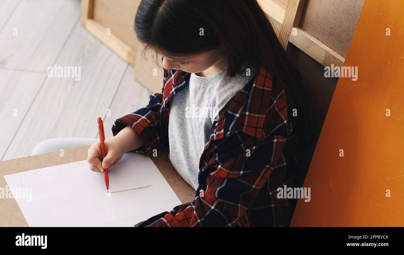 Drawing girl art process inspiration muse creating Stock Photo - Alamy