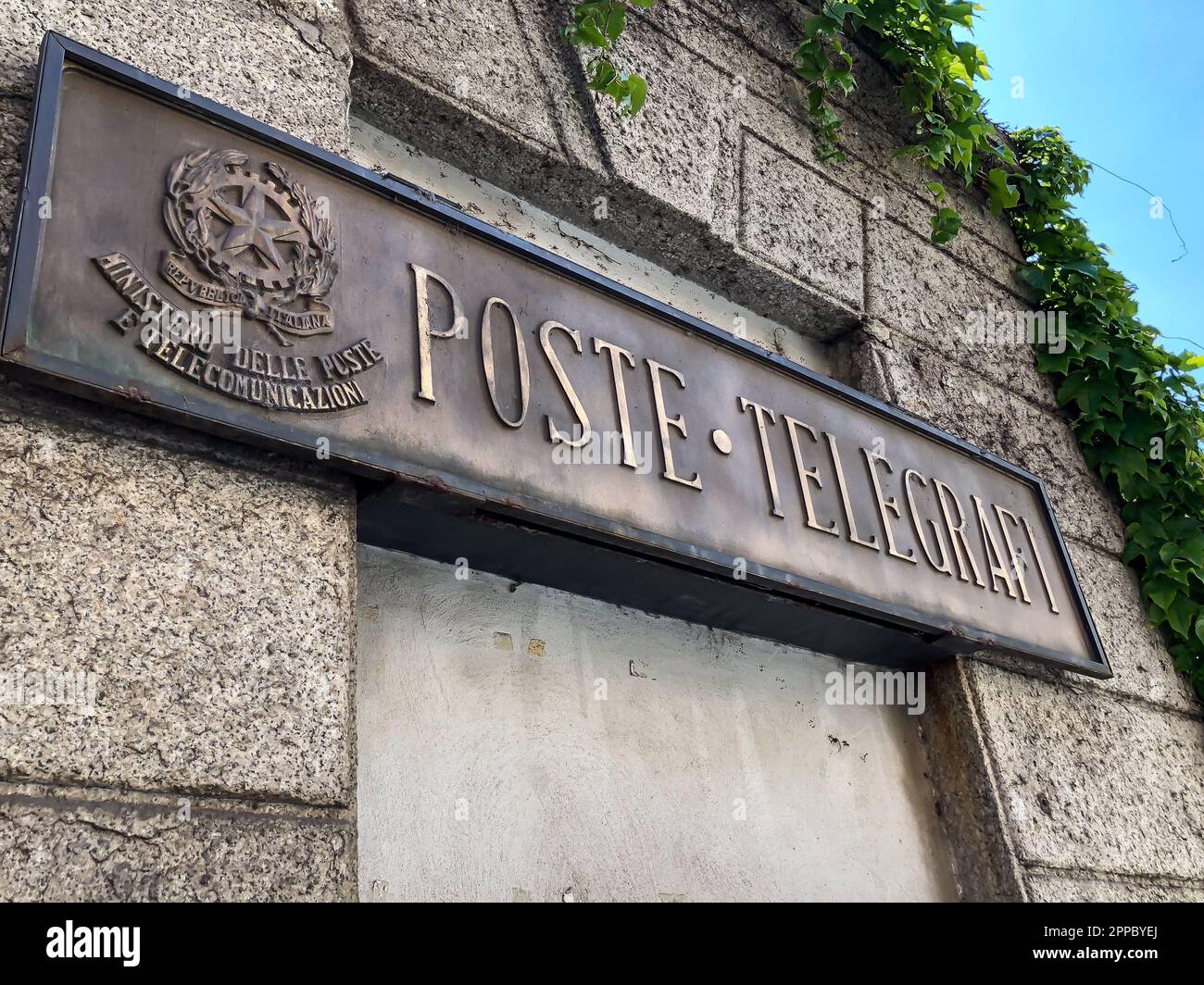 Old Poste Telegrafi sign of the traditional Italian postal service ...