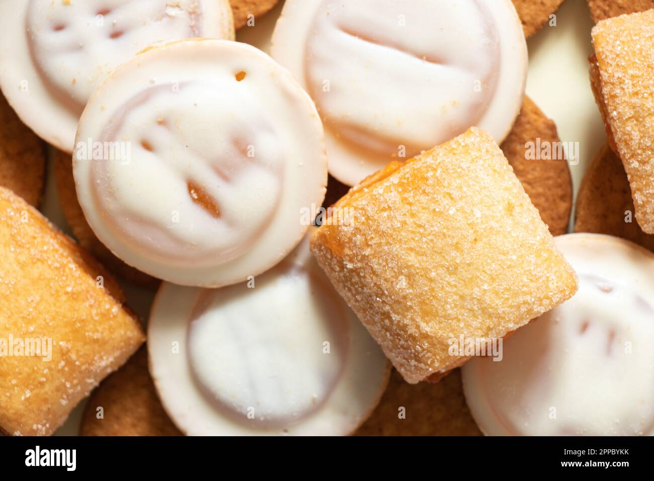 miscellaneous shortbread cookies as background close-up Stock Photo - Alamy