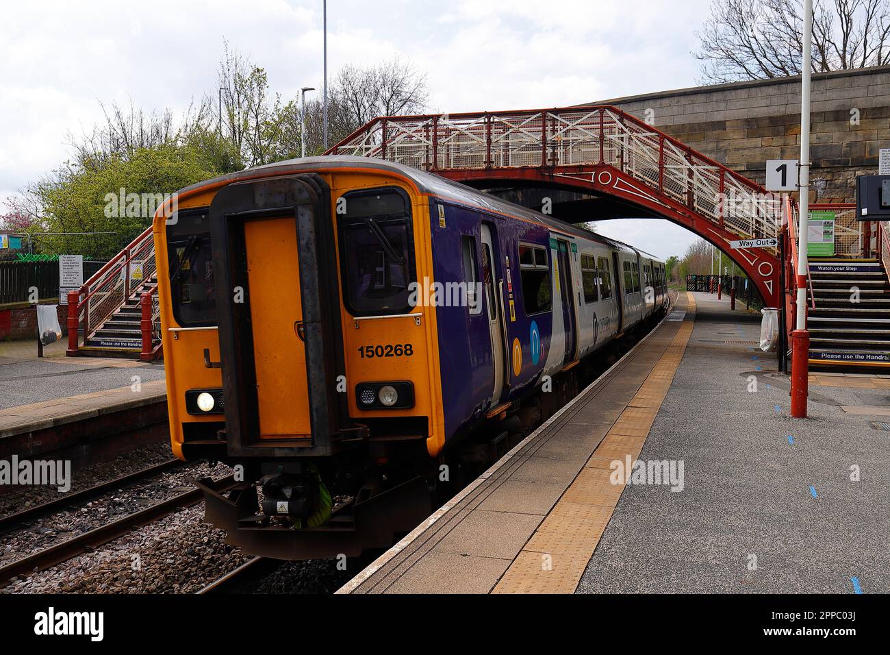 A listed victorian bridge at Garforth Railway Station in Leeds which is ...
