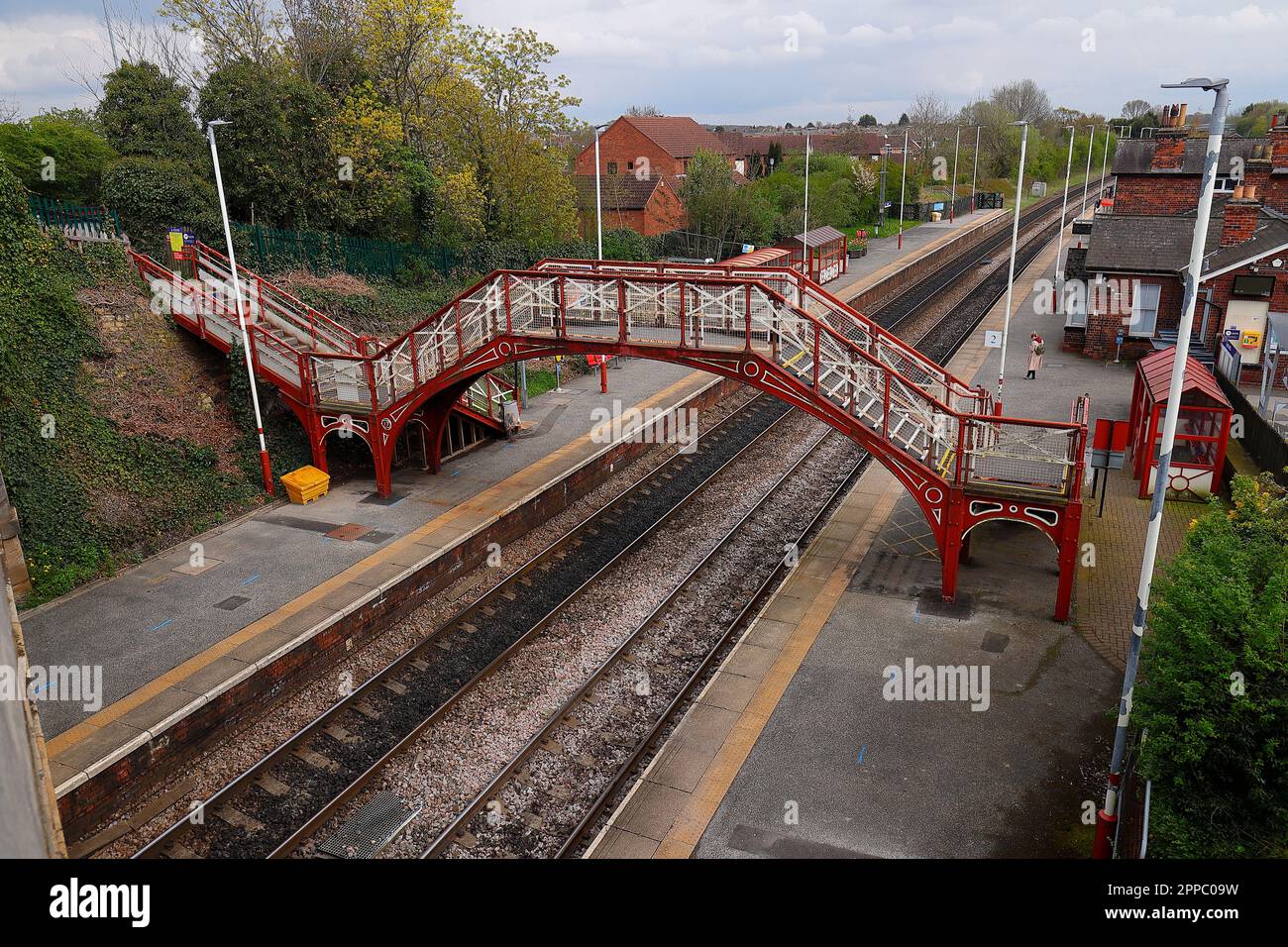 A listed victorian bridge at Garforth Railway Station in Leeds which is ...
