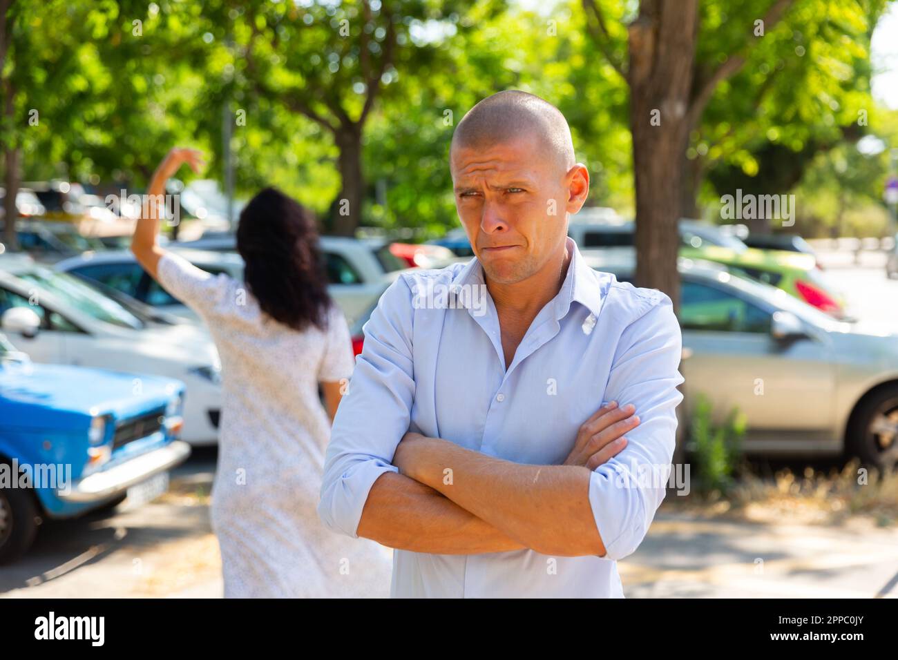 Man and woman having quarrel Stock Photo - Alamy