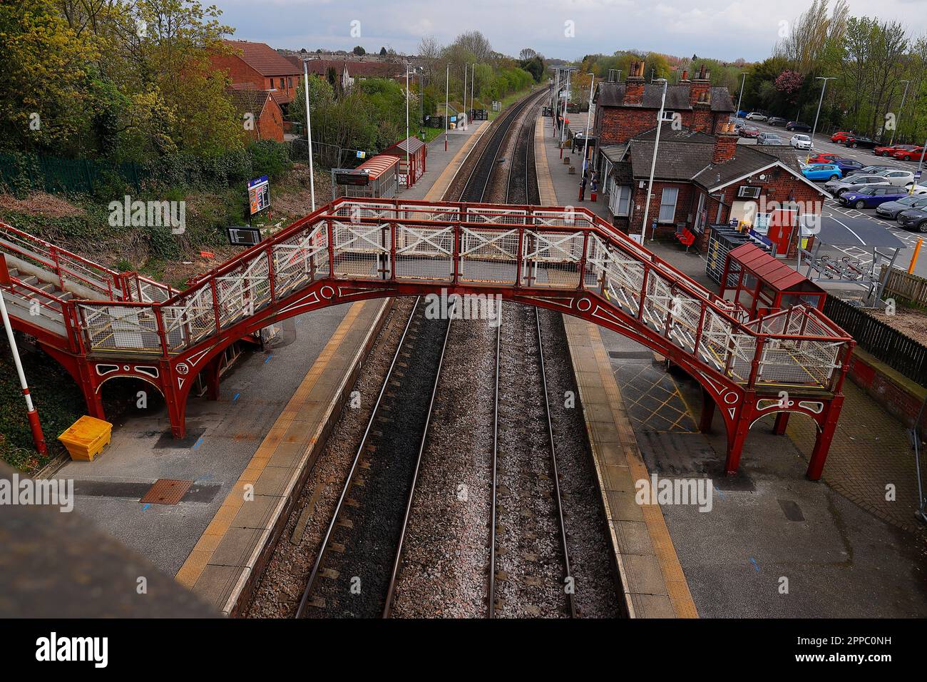 A listed victorian bridge at Garforth Railway Station in Leeds which is ...