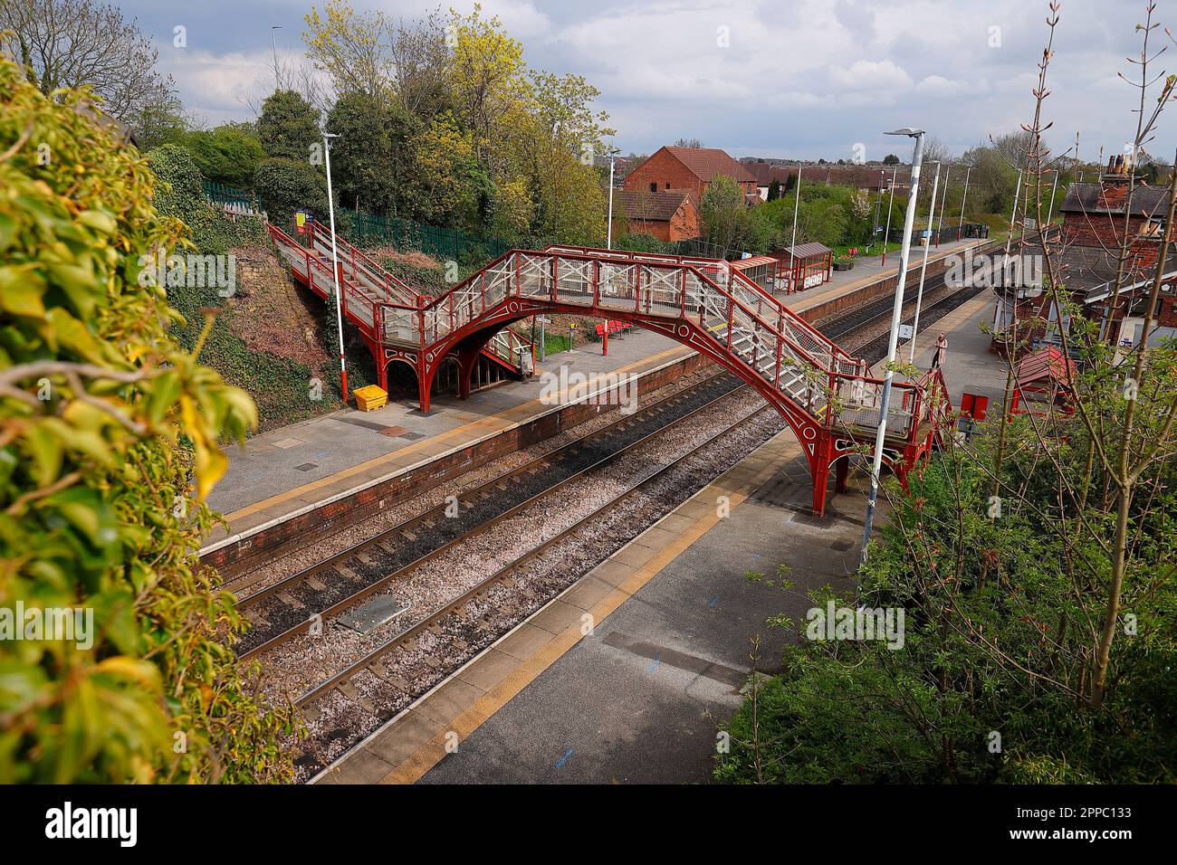 A listed victorian bridge at Garforth Railway Station in Leeds which is ...