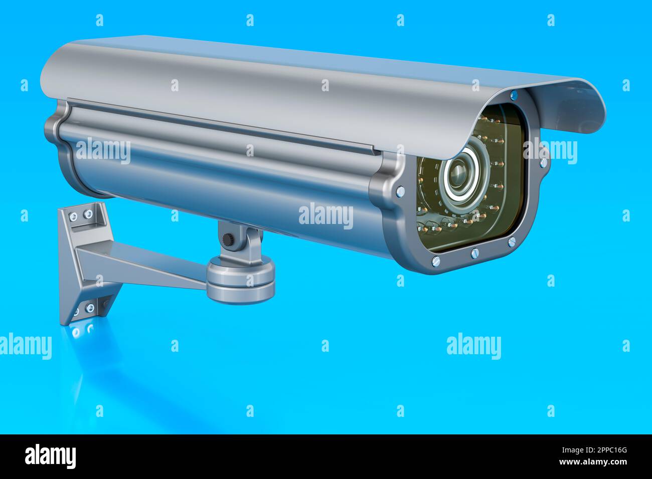 Security surveillance camera on blue backdrop, 3D rendering Stock Photo ...