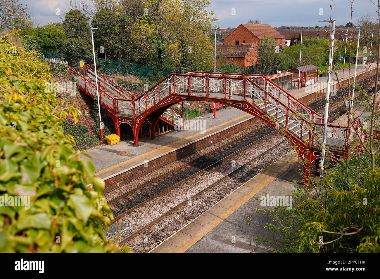 A listed victorian bridge at Garforth Railway Station in Leeds which is ...
