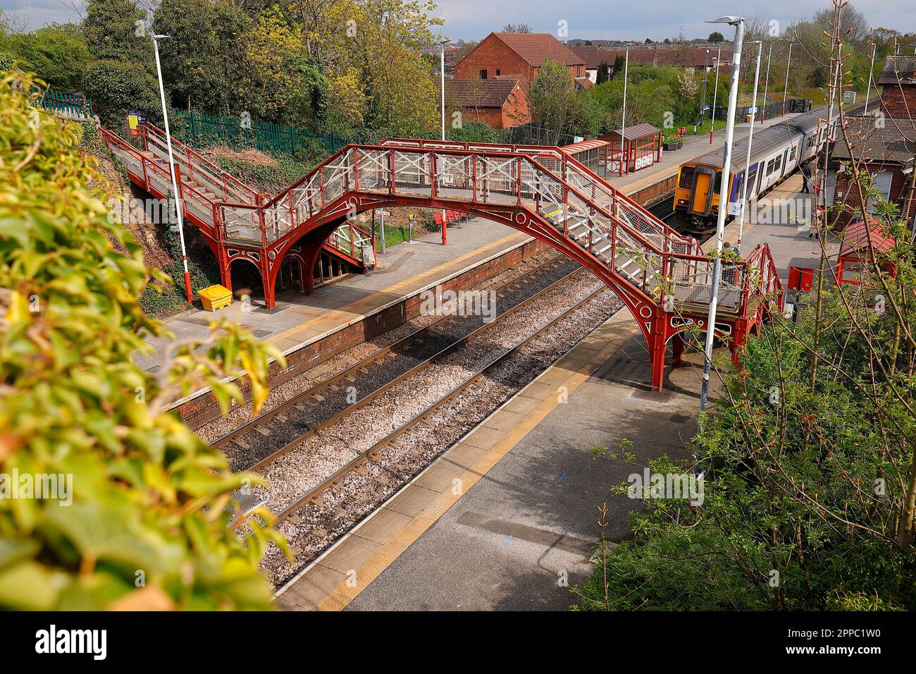 A listed victorian bridge at Garforth Railway Station in Leeds which is ...