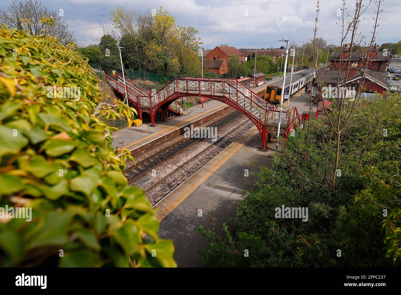 A listed victorian bridge at Garforth Railway Station in Leeds which is ...