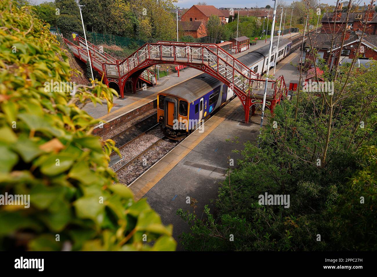 A listed victorian bridge at Garforth Railway Station in Leeds which is ...