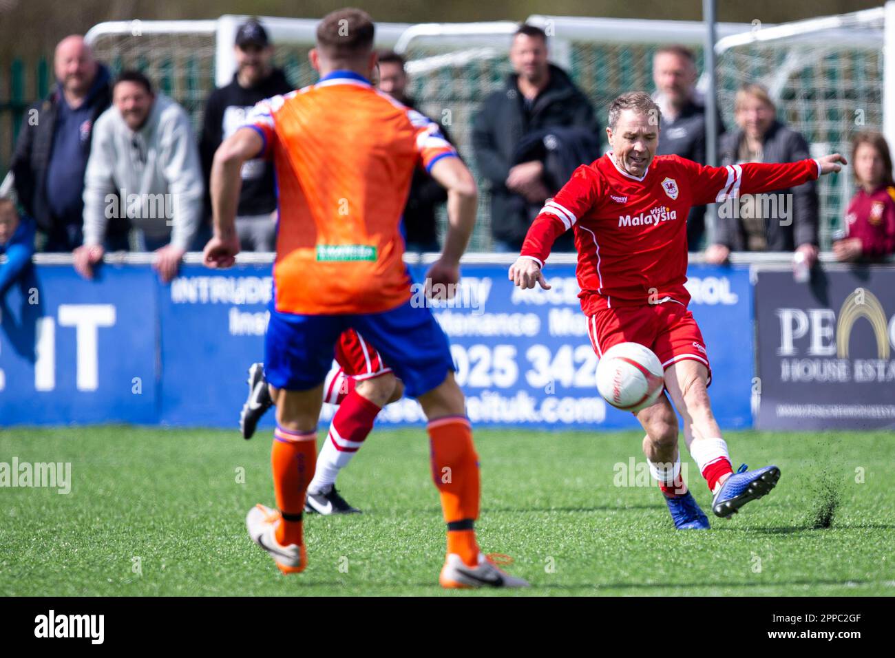 Bridgend, UK. 23rd Apr, 2023. Andy Legg of Cardiff City during the warm ...