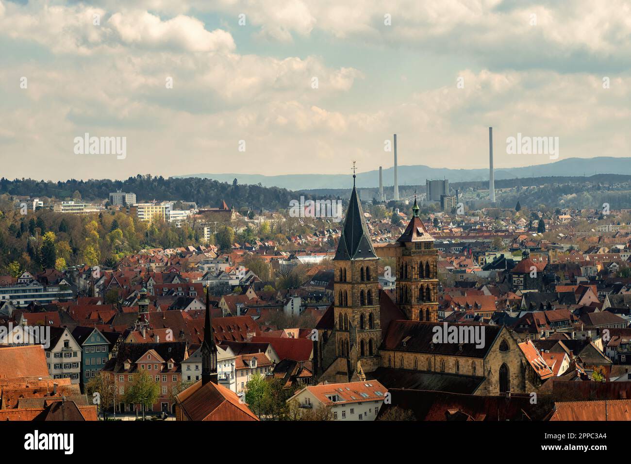 Esslingen,Germany - April 09,2023:Downtown This is the centre of the ...