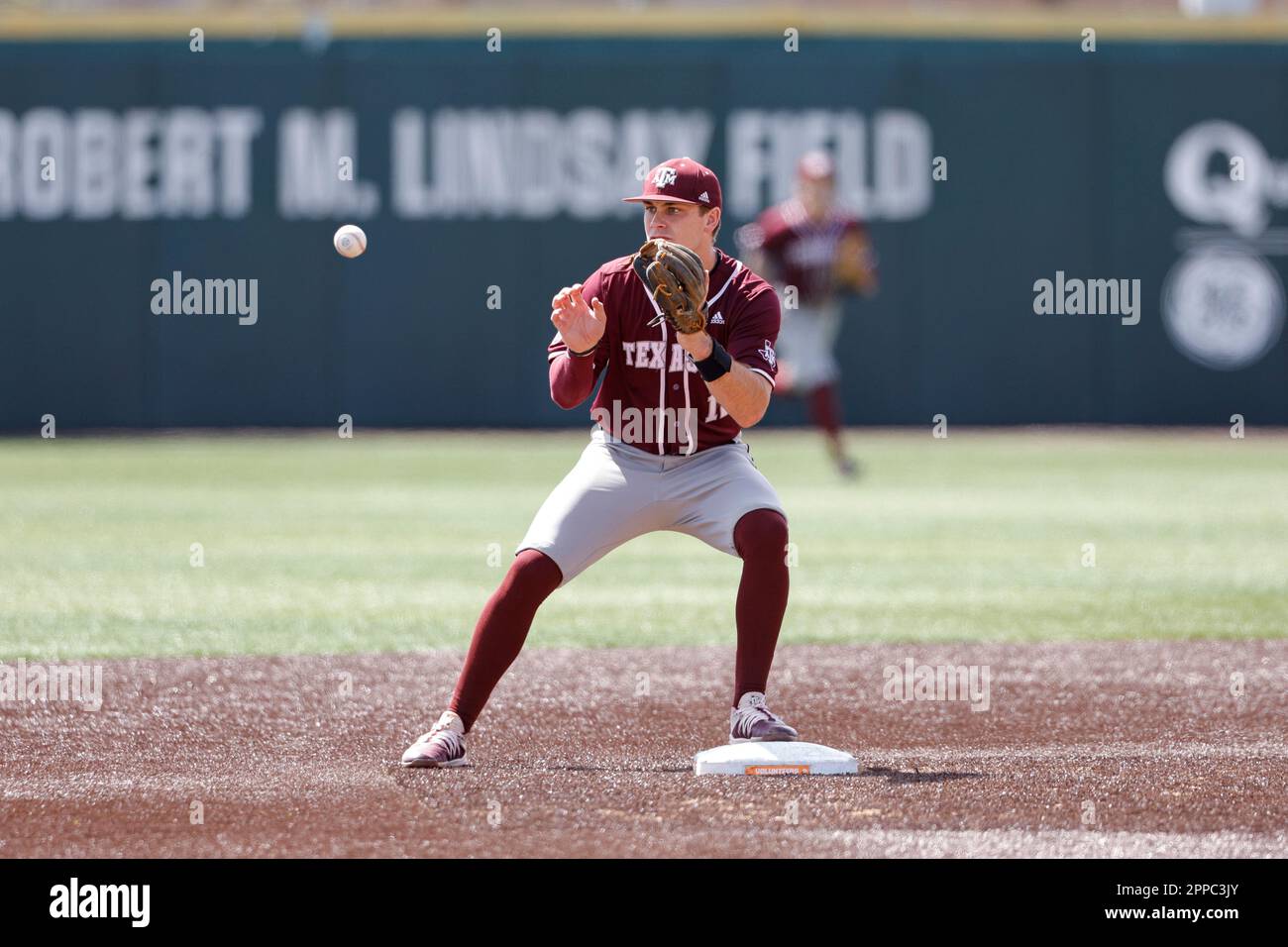 Texas A&M Aggies second baseman Austin Bost (12) on defense against the ...