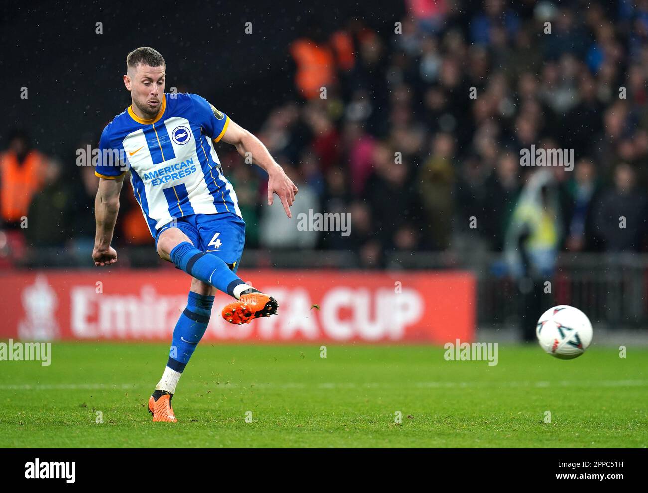 Brighton and Hove Albion's Adam Webster scoring a penalty in the shoot ...