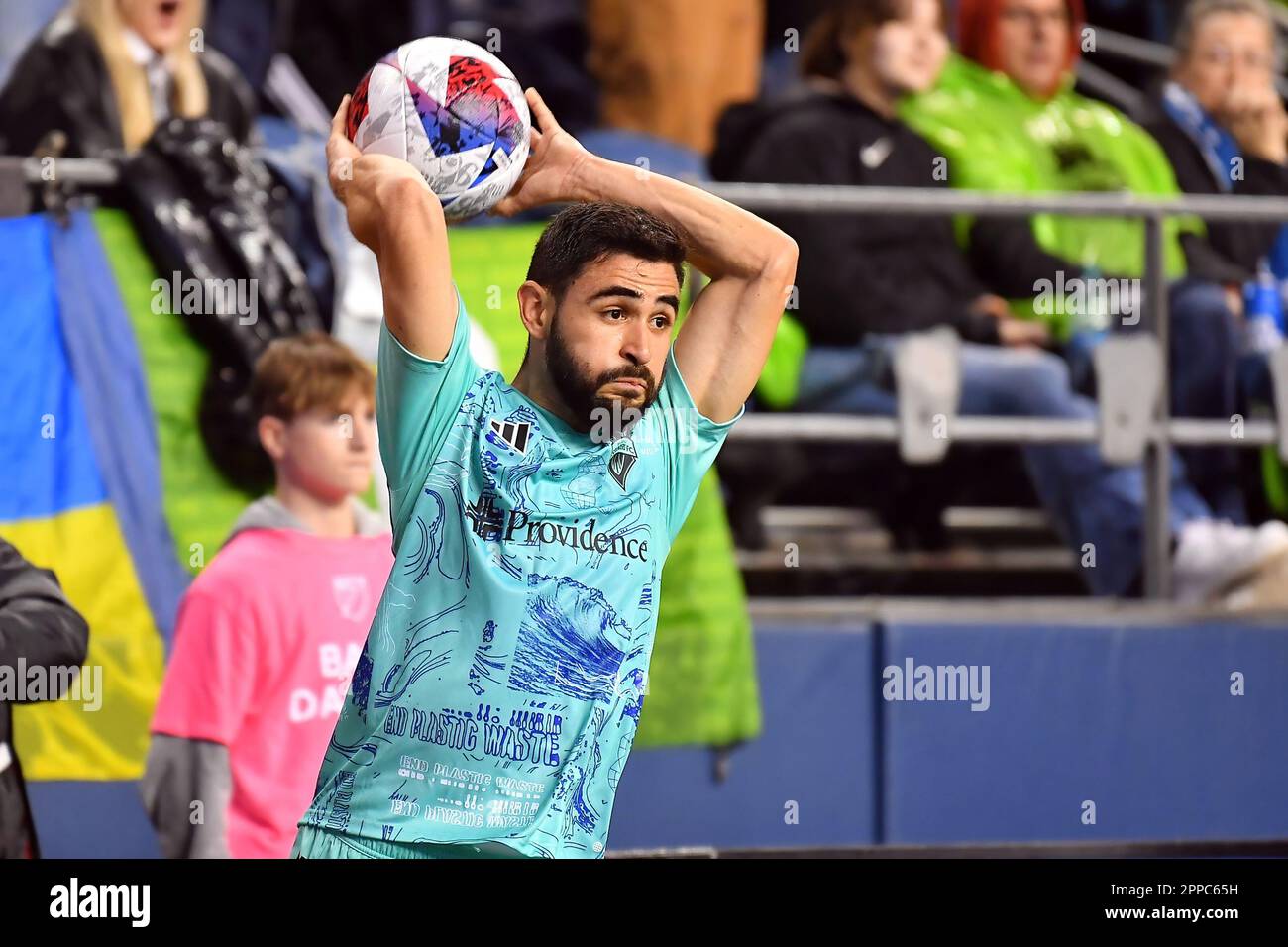 Seattle, WA, USA. 22nd Apr, 2023. Seattle Sounders midfielder Alex ...