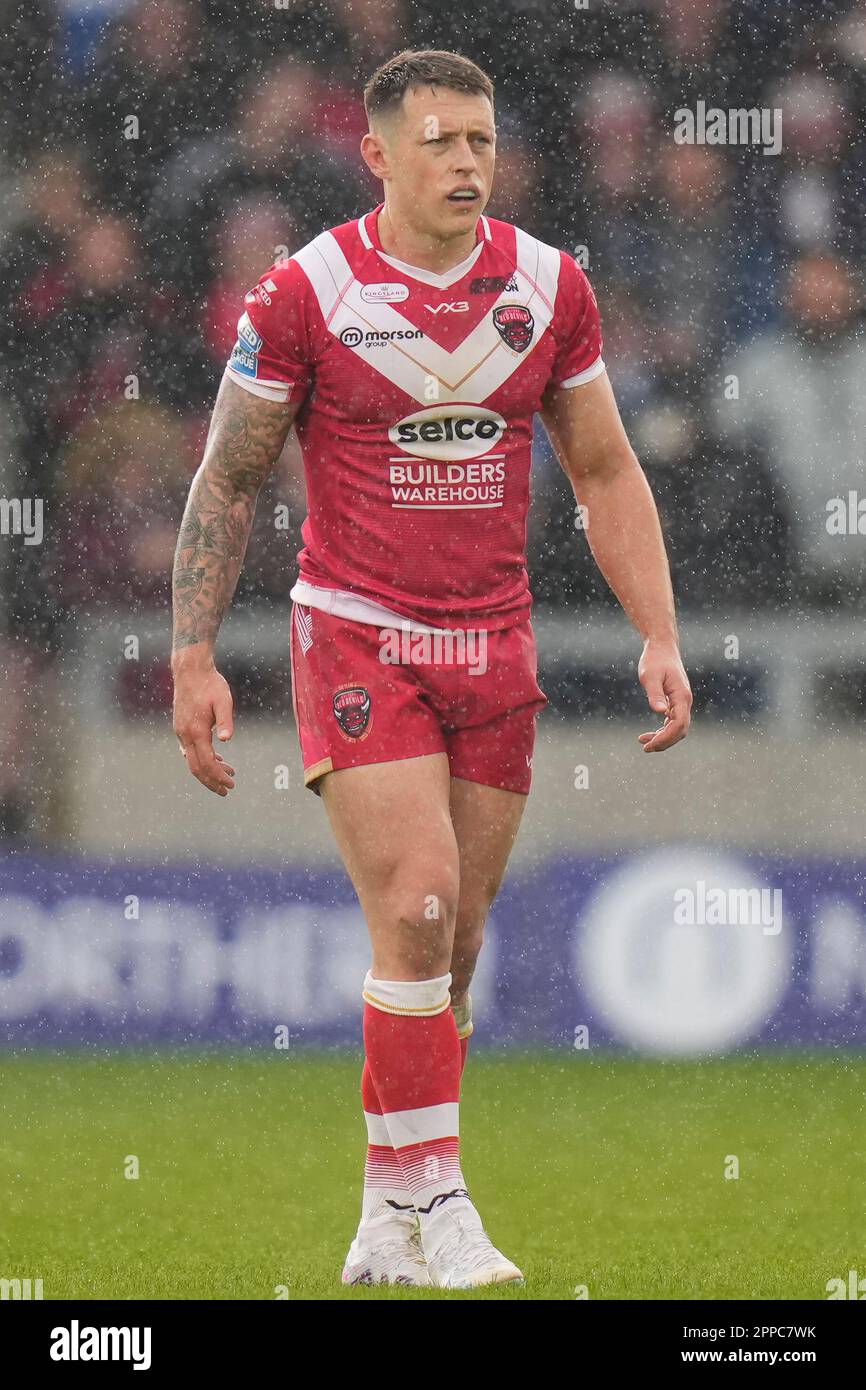 Deon Cross #28 of Salford Red Devils during the Betfred Super League ... Deon Cross #28 of Salford Red Devils during the Betfred Super League ...