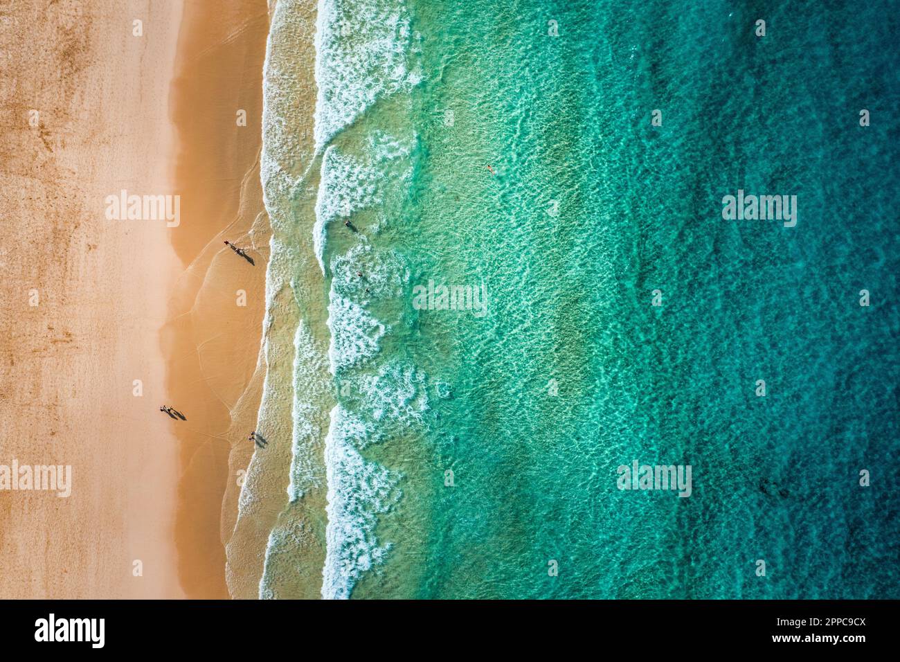 Aerial view of beach in Corralejo Park, Fuerteventura, Canary Islands ...