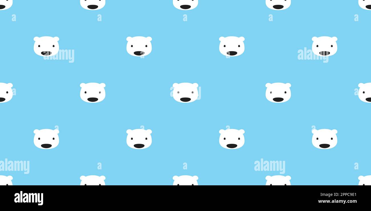 Bear seamless pattern vector polar bear teddy head isolated wallpaper ...