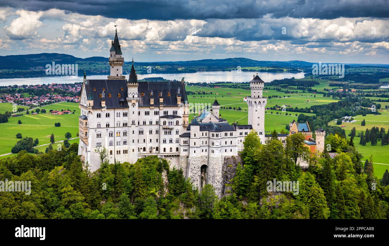 Neuschwanstein Fairytale Castle near Fussen, Bavaria, Germany. View of ...
