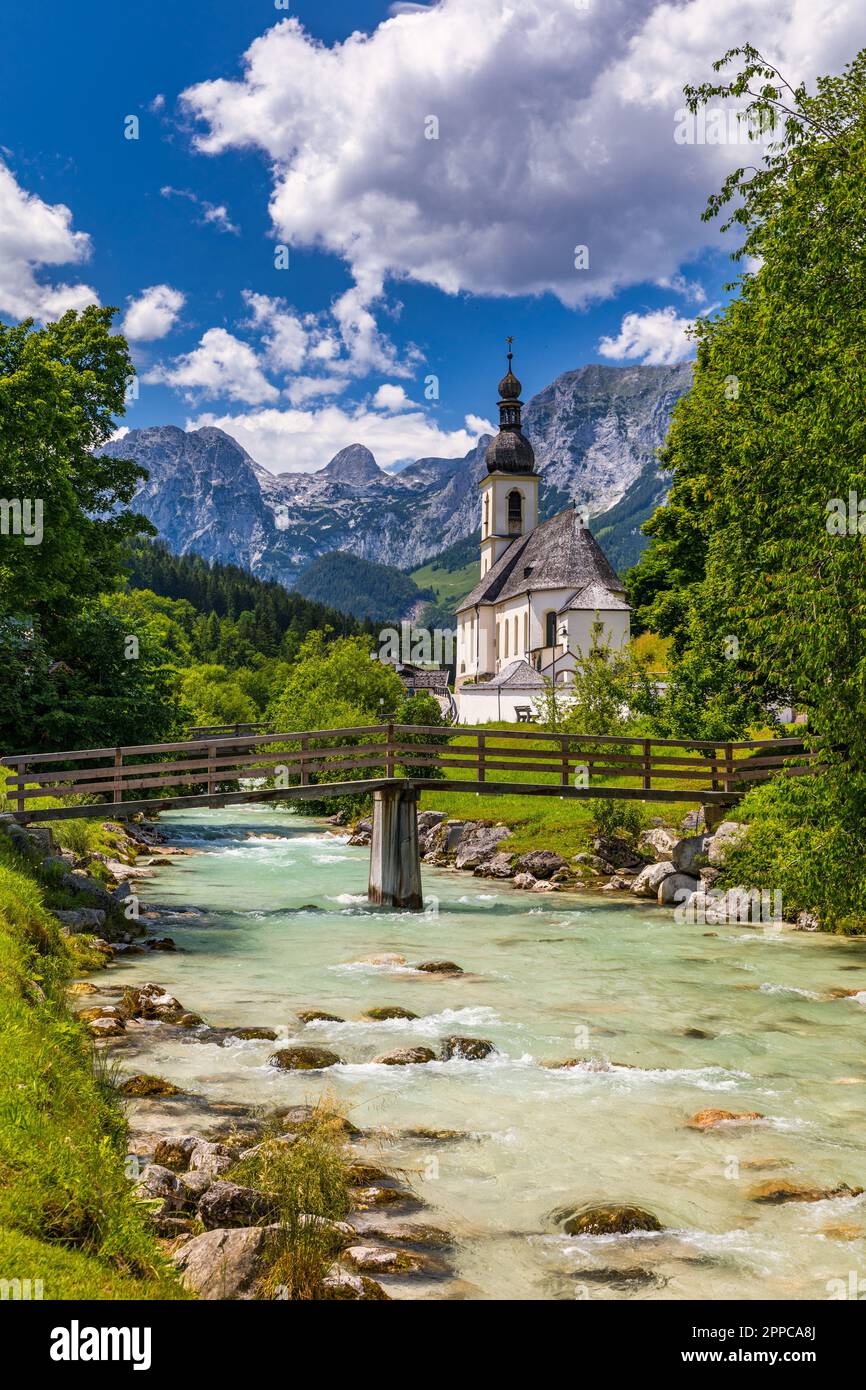 Parish Church of St. Sebastian in the village of Ramsau, Nationalpark ...