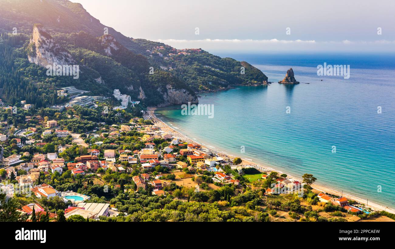 Agios Gordios exotic beach in Corfu island,Greece. Agios Gordios beach, Corfu island, Greece ...