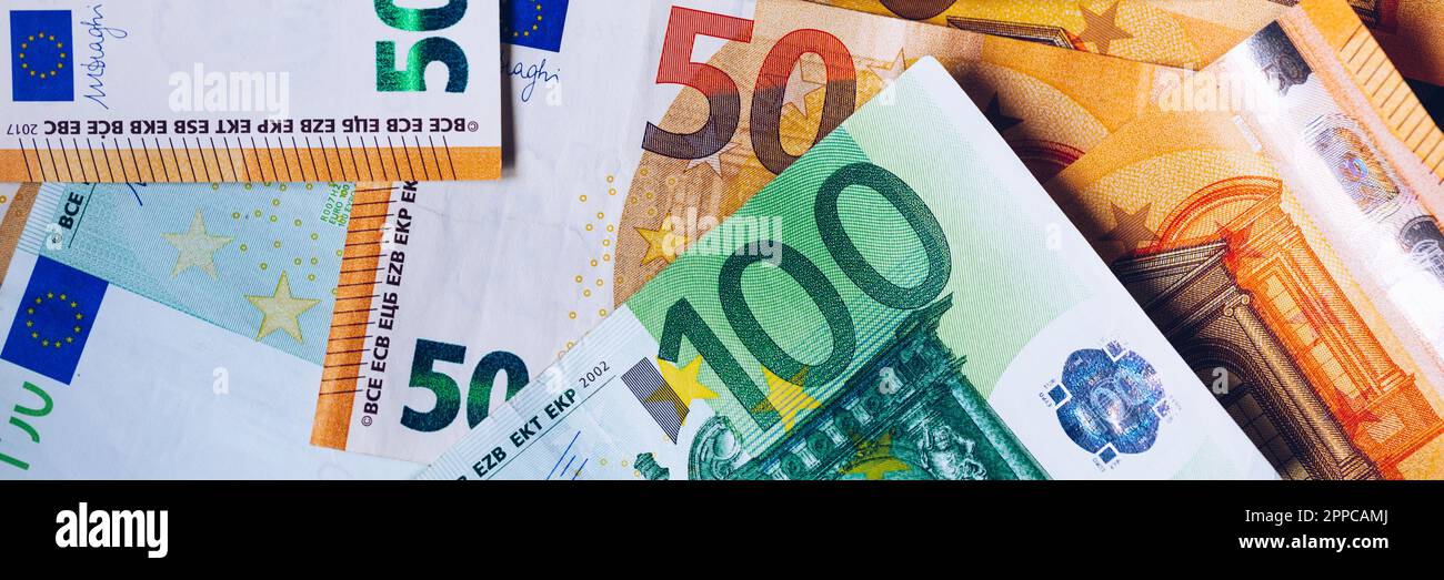 Euro money, Euro cash background. Banknotes of the european union. Euro ...