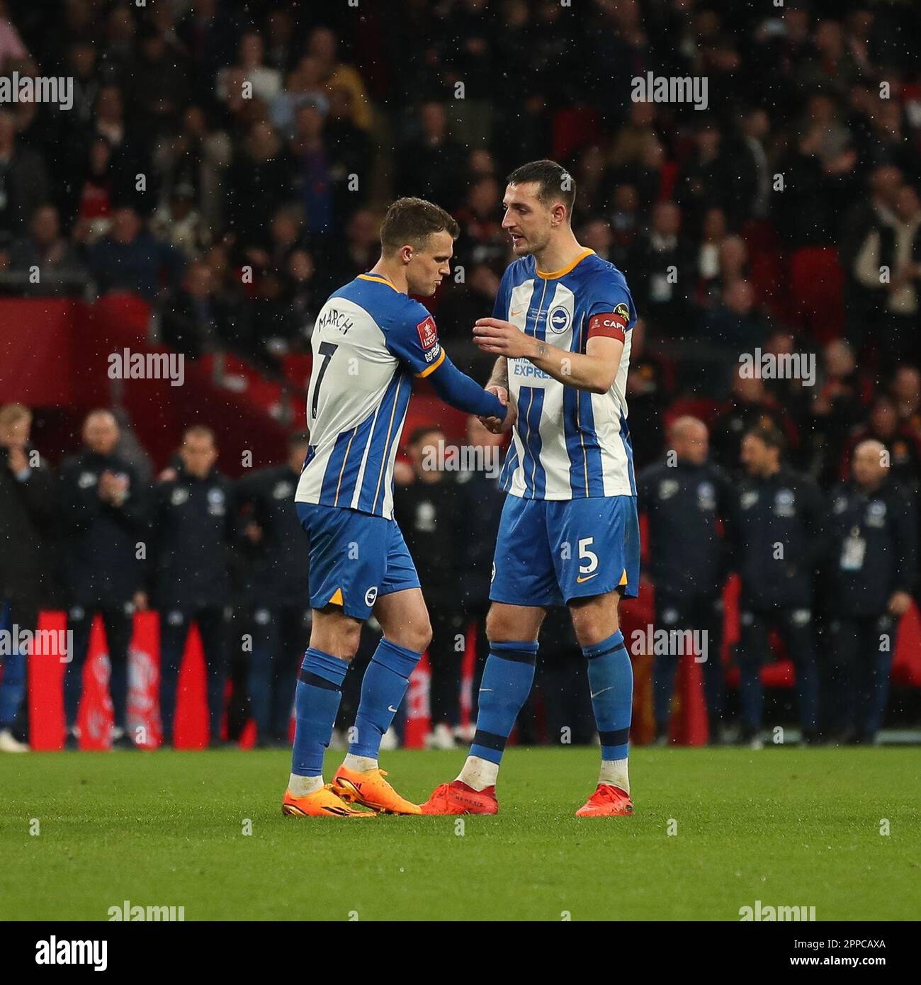 London, UK. 23rd Apr, 2023. Solly March of Brighton & Hove Albion ...