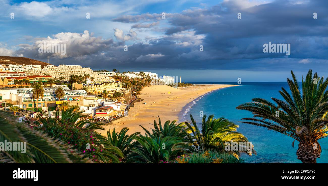 Morro Jable, Fuerteventura, Spain. Breathtaking beach Playa del ...
