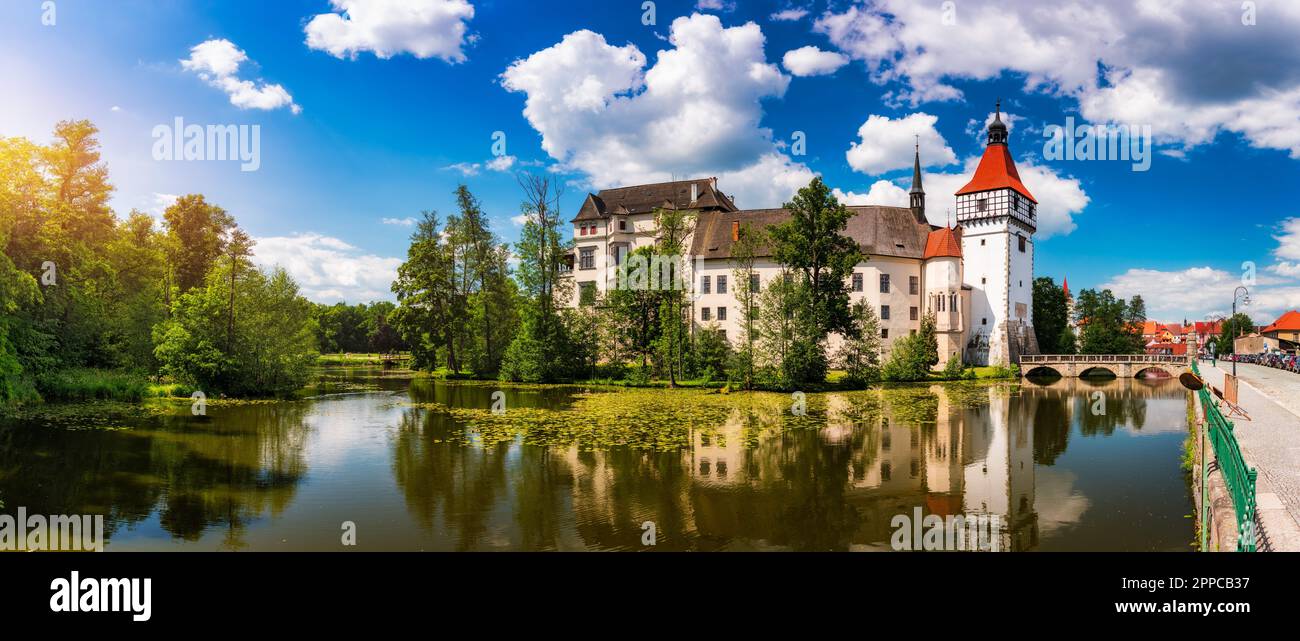 Blatna castle near Strakonice, Southern Bohemia, Czech Republic. Aerial ...