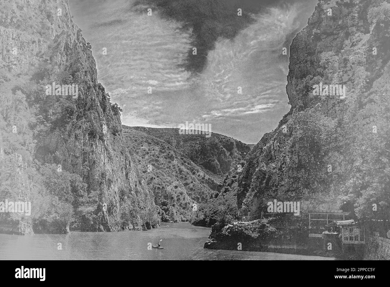 Landscape river red mountains Black and White Stock Photos & Images - Alamy