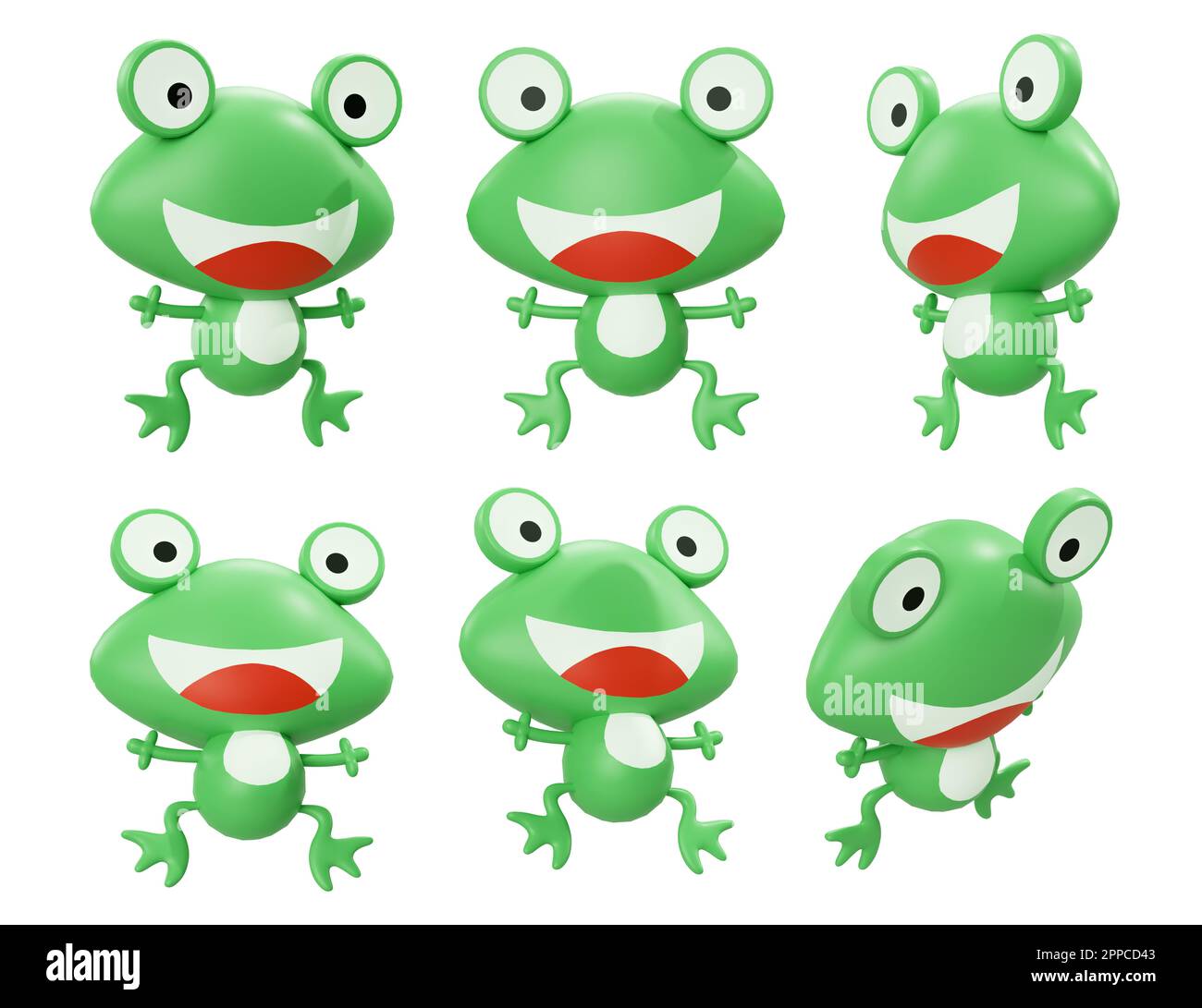 Cartoon Frog different angles isolated on white background high quality ...