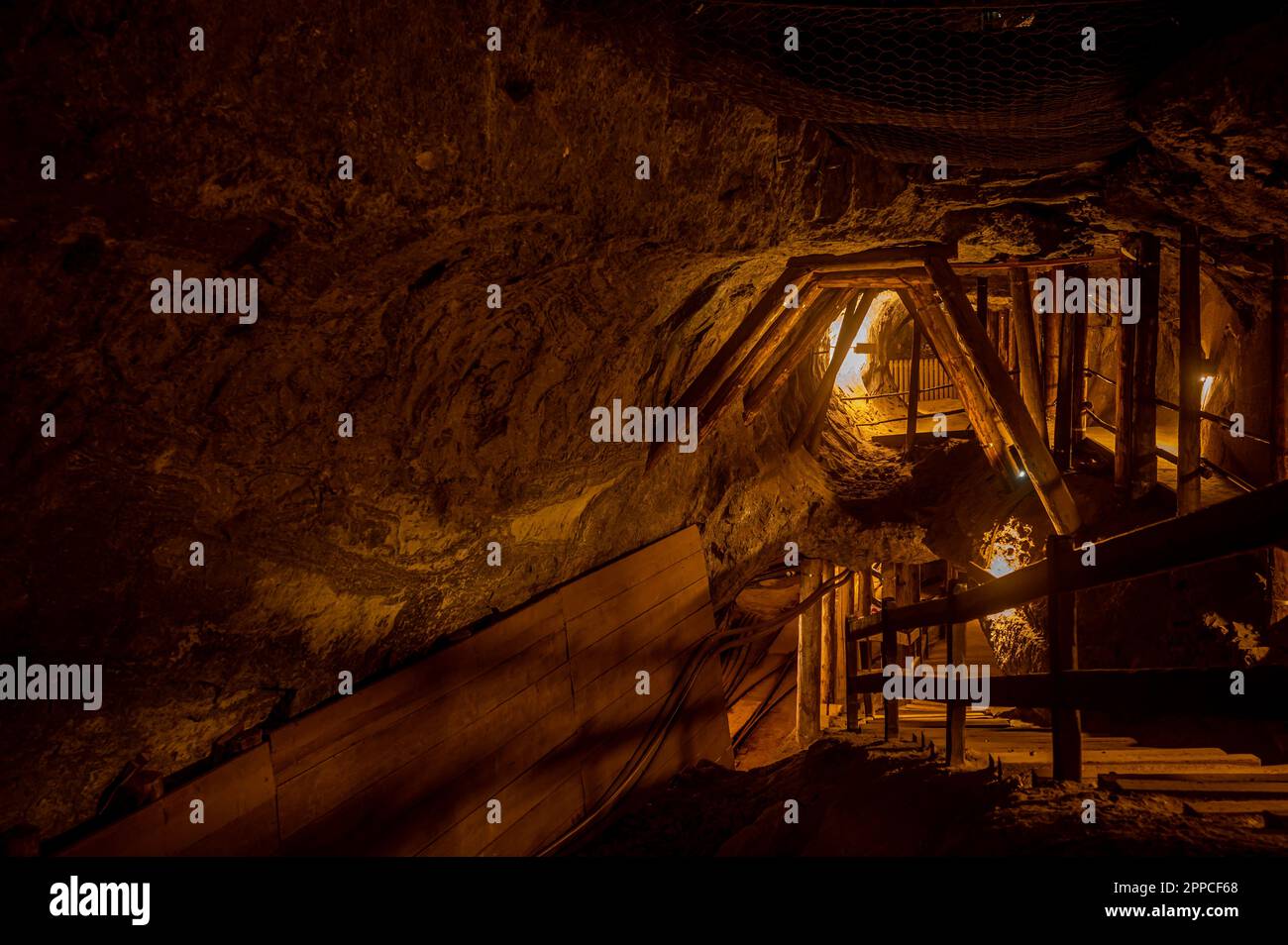 Bex, Vaud Canton, Switzerland - 8 April 2023: Underground of Bex salt ...