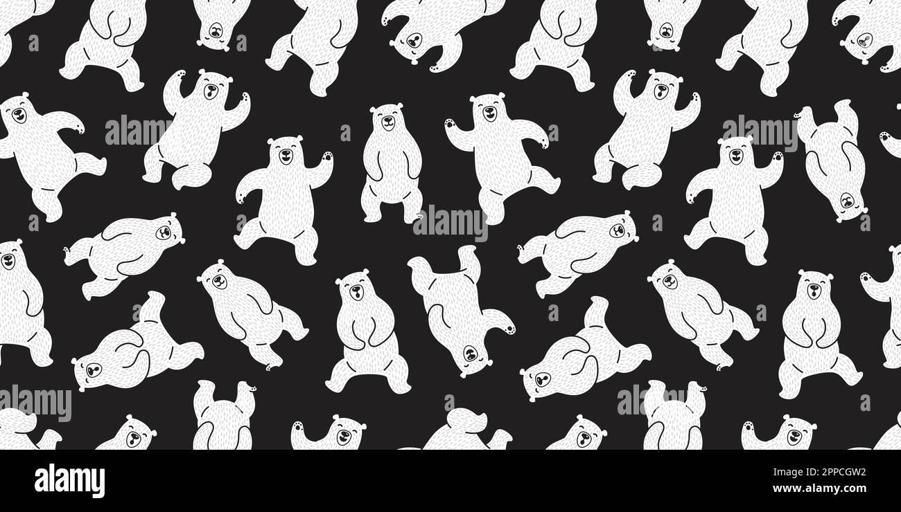 Bear seamless pattern polar bear isolated dance teddy vector wallpaper ...