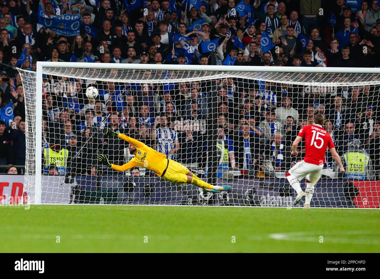 LONDON, UK - 23rd Apr 2023: Marcel Sabitzer of Manchester United scores ...
