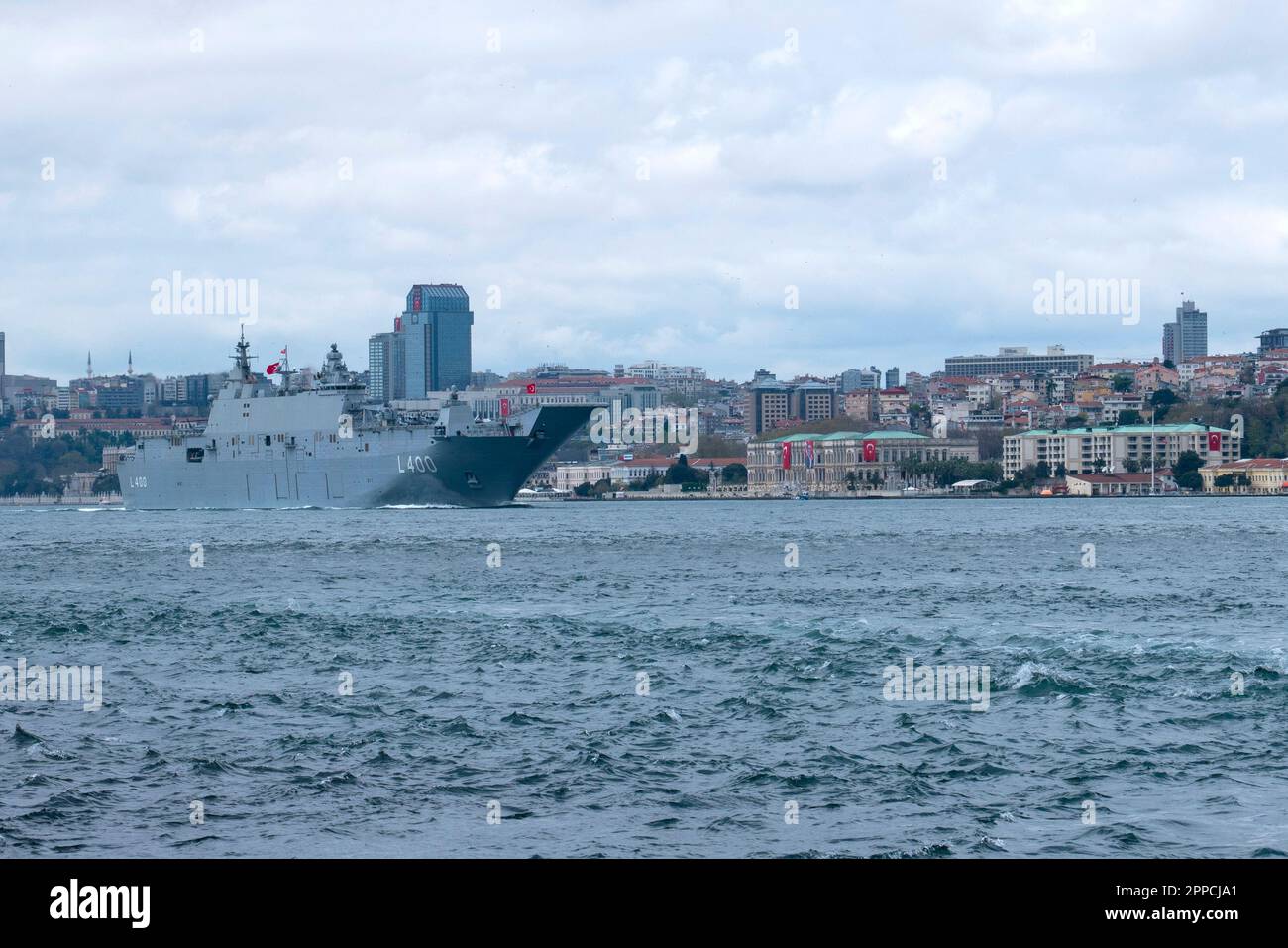 Uskudar, Istanbul, Turkey. 23rd Apr, 2023. Turkey's largest warship TCG ...
