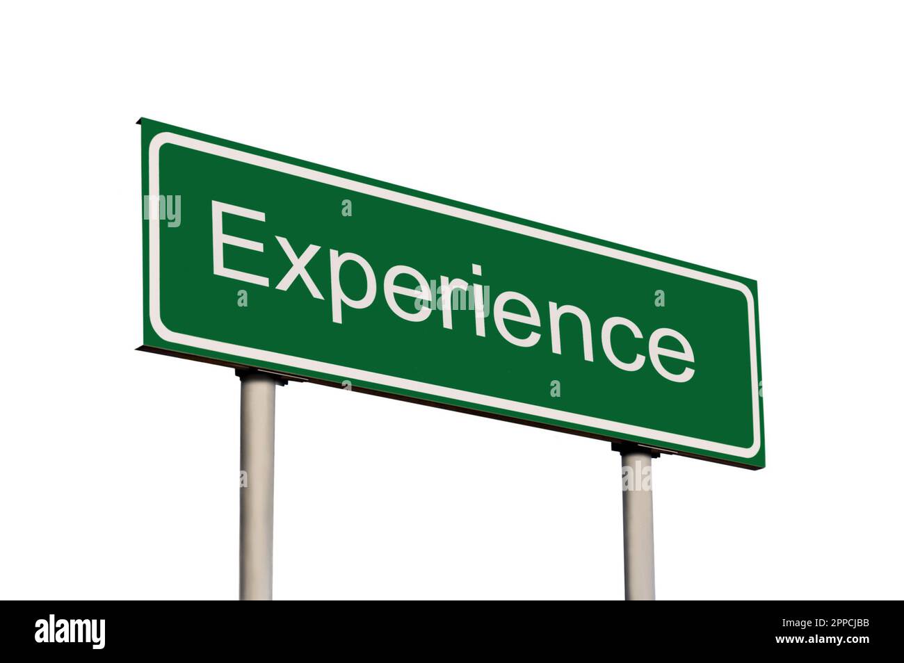 Experience concept green destination signboard road sign, white text ...