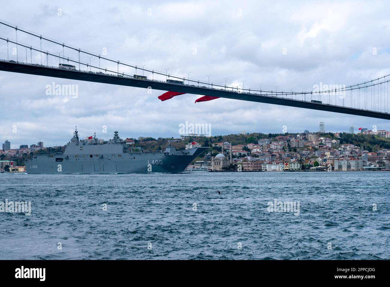 Uskudar, Istanbul, Turkey. 23rd Apr, 2023. Turkey's largest warship TCG ...