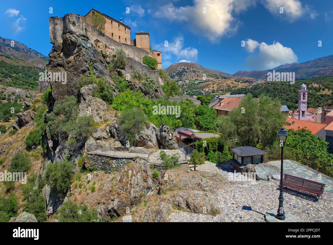 View of the medieval citadel of Corte.The citadel of Corte is ...