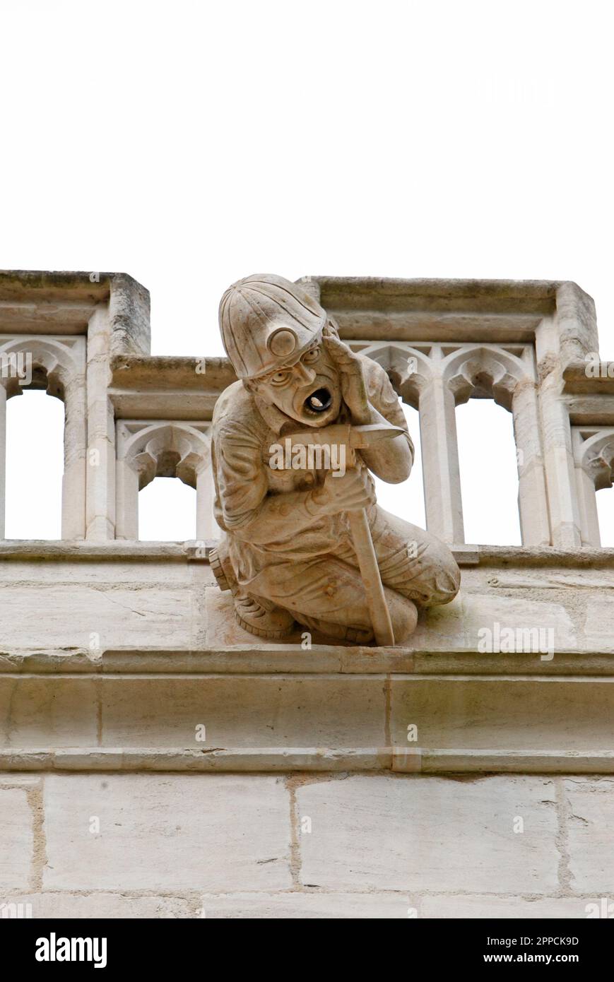 Modern Gargoyle or grotesque on Gloucester Cathedral. Part of a project ...