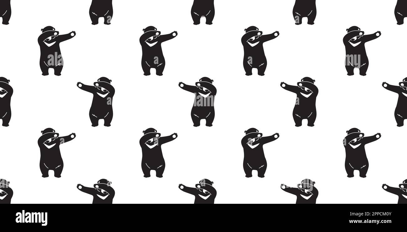 Bear seamless pattern polar bear vector teddy dab dance isolated ...