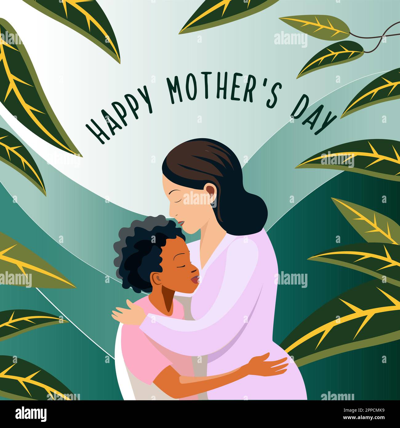 white Mom hugs son vector flat with inscription happy mothers day Stock Vector Image & Art - Alamy