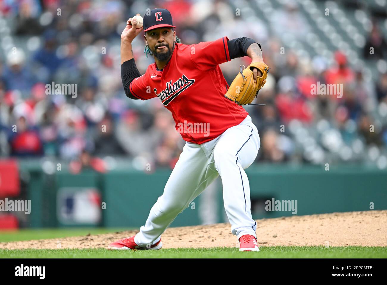 Cleveland Guardians relief pitcher Emmanuel Clase throws out Miami ...